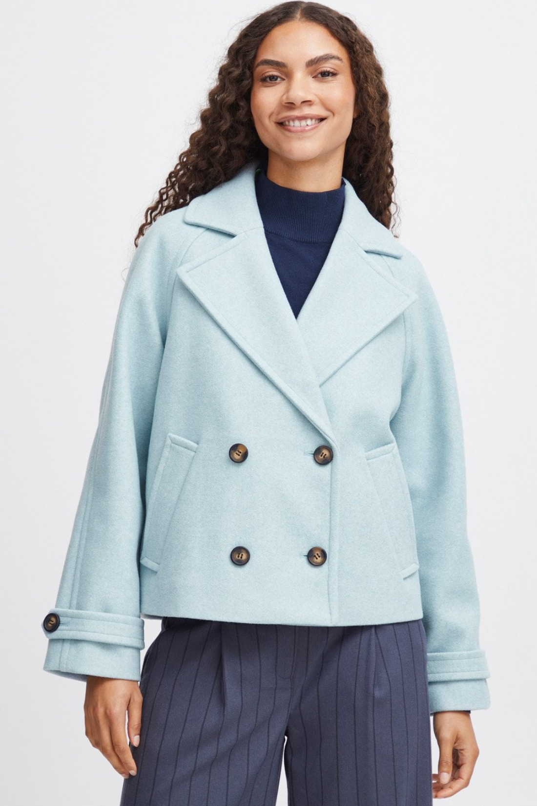 Dusty Blue Cicila Caban Jacket – April Blooms