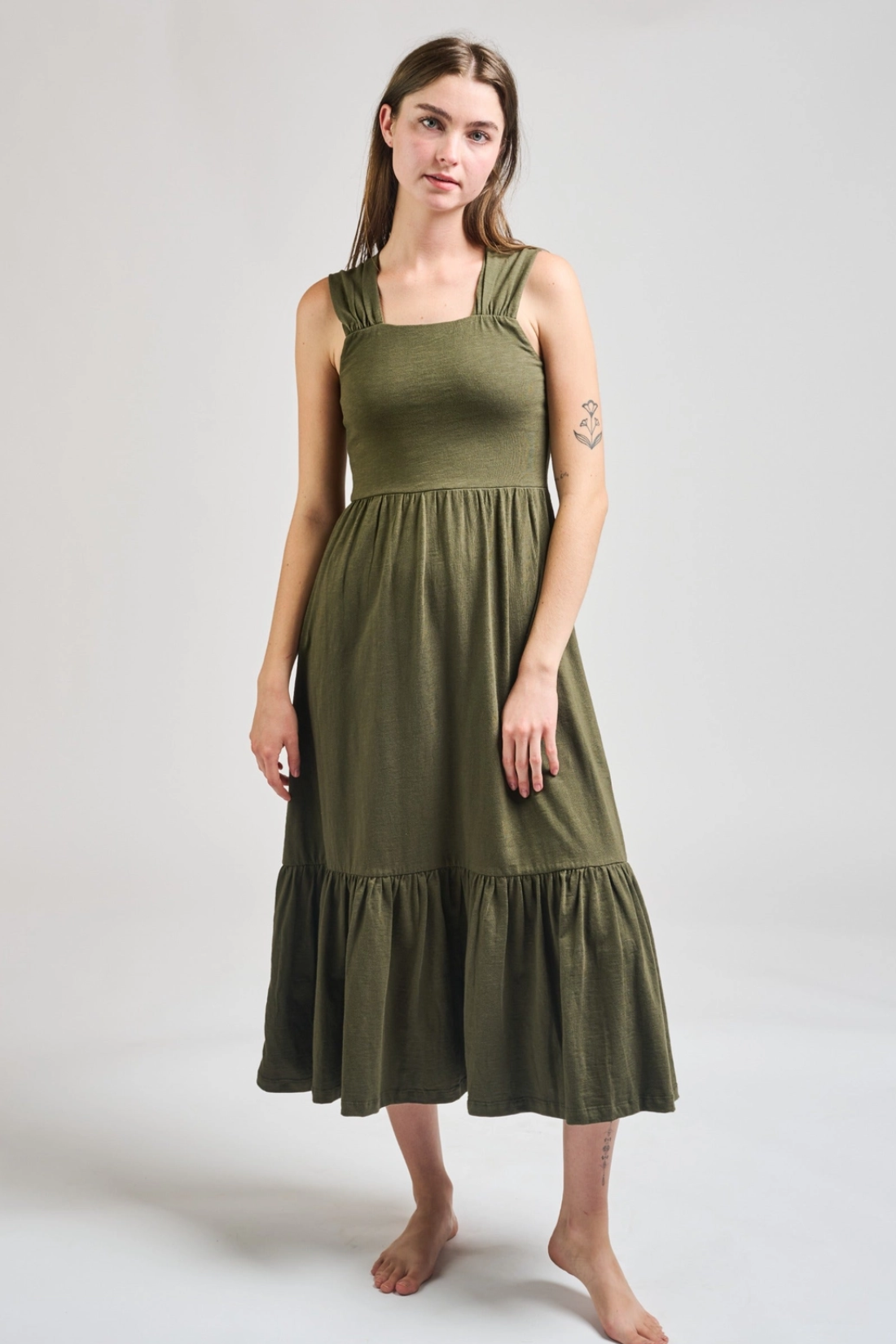 Opal Dress Olive – April Blooms